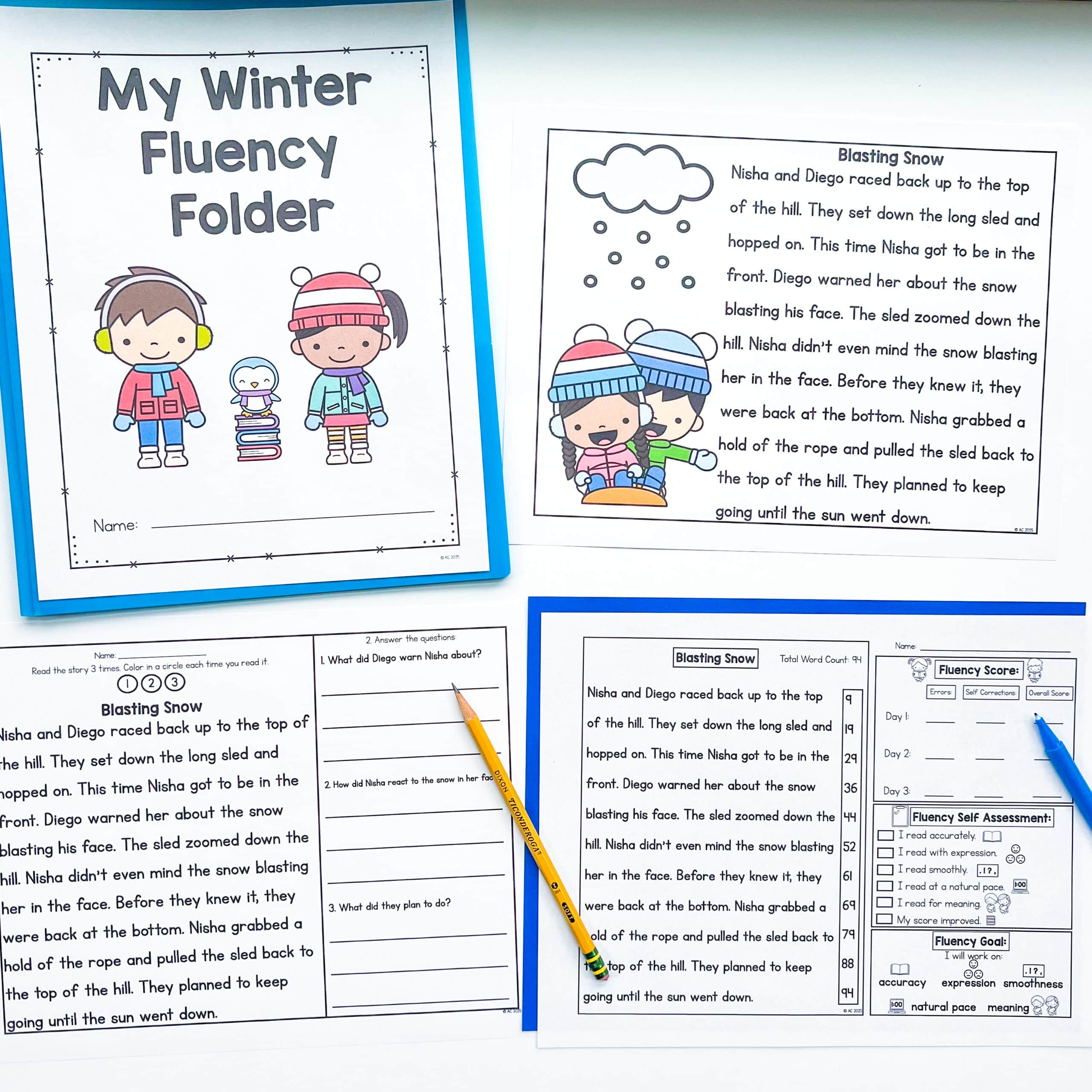 Winter Fluency Passages for Kindergarten-5th Grade - Literacy with ...